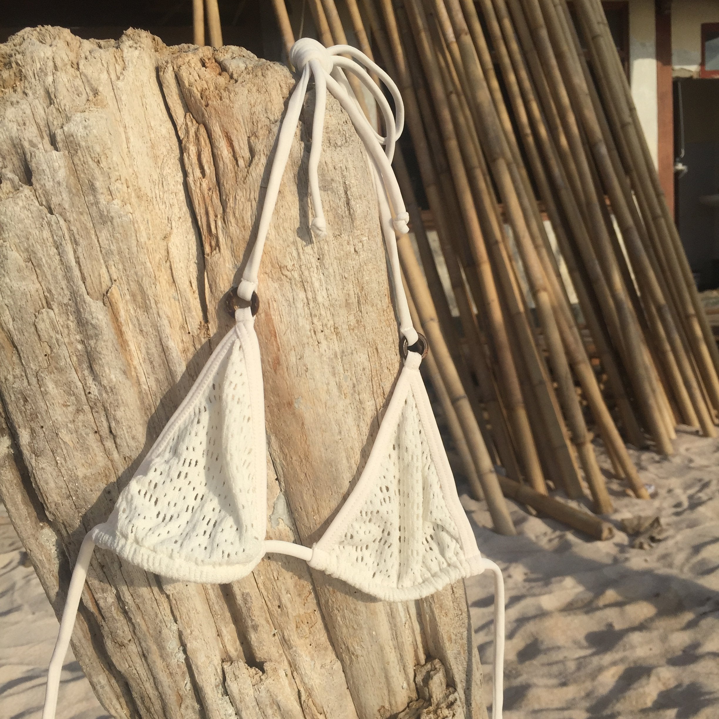 Sun-Thru Mesh Triangle Bikini Top | Black Stripe – Downtown Betty